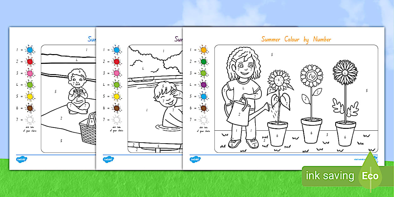 Summer Colour by Number Activity (teacher made) - Twinkl