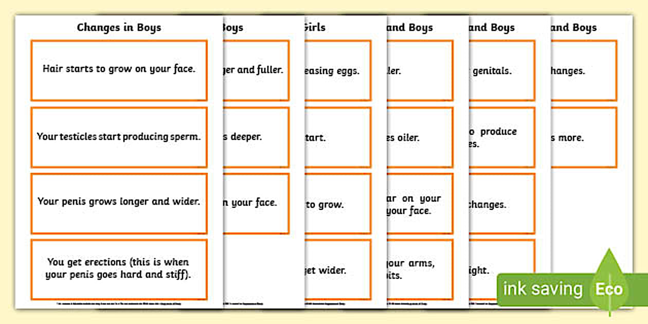 RSHE Puberty Sorting Statements Activity (teacher made)
