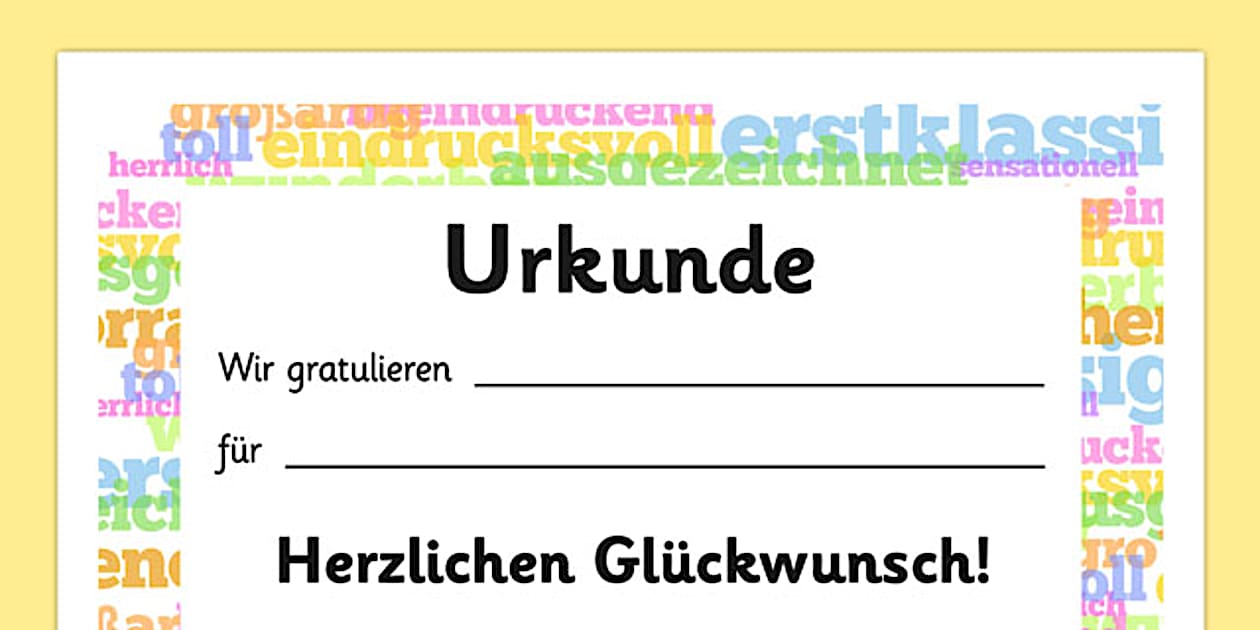 Urkunde English Award Certificate German (Lehrer gemacht)