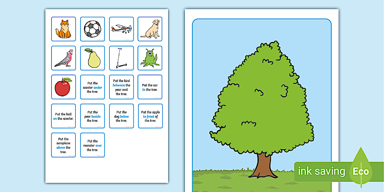 Preposition Tree Game (teacher made) - Twinkl