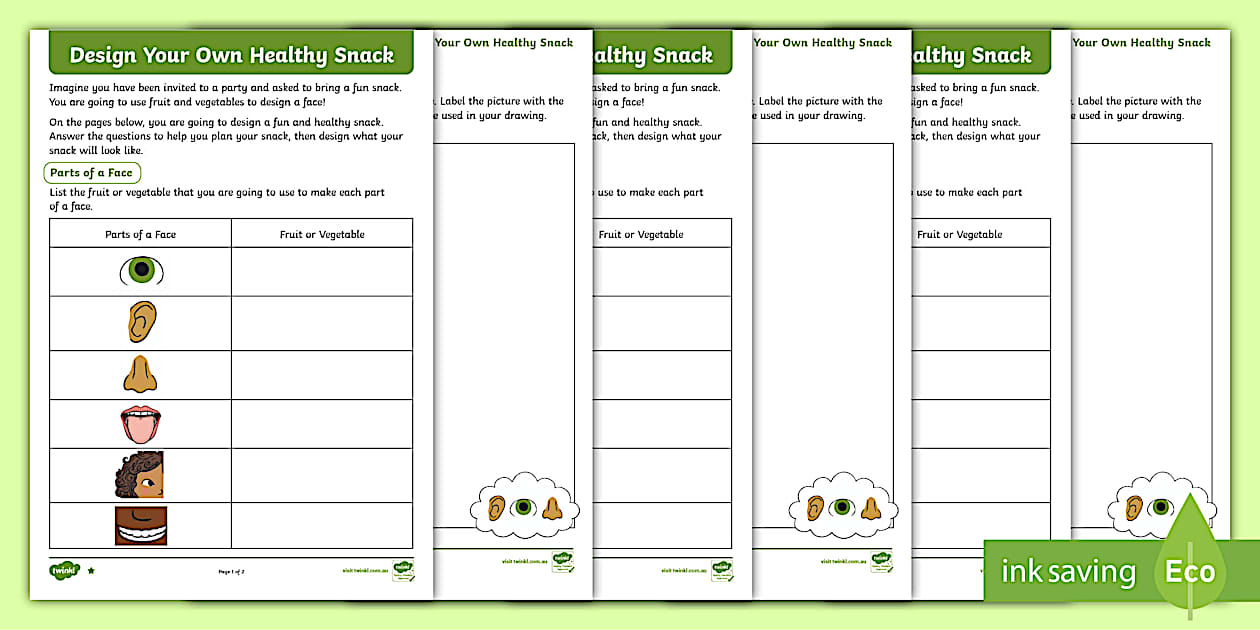 Design Your Own Healthy Snack Worksheet | Twinkl - Twinkl