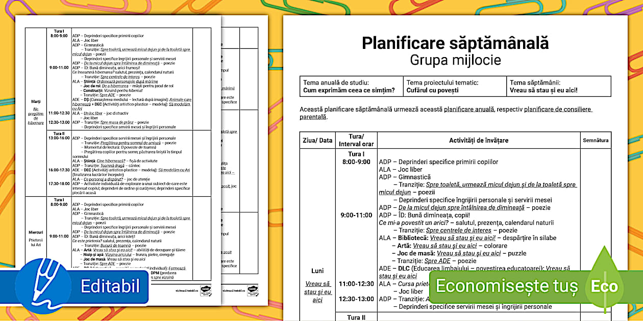 FREE! - Vreau să stau și eu aici – Model planificare grupa mijlocie