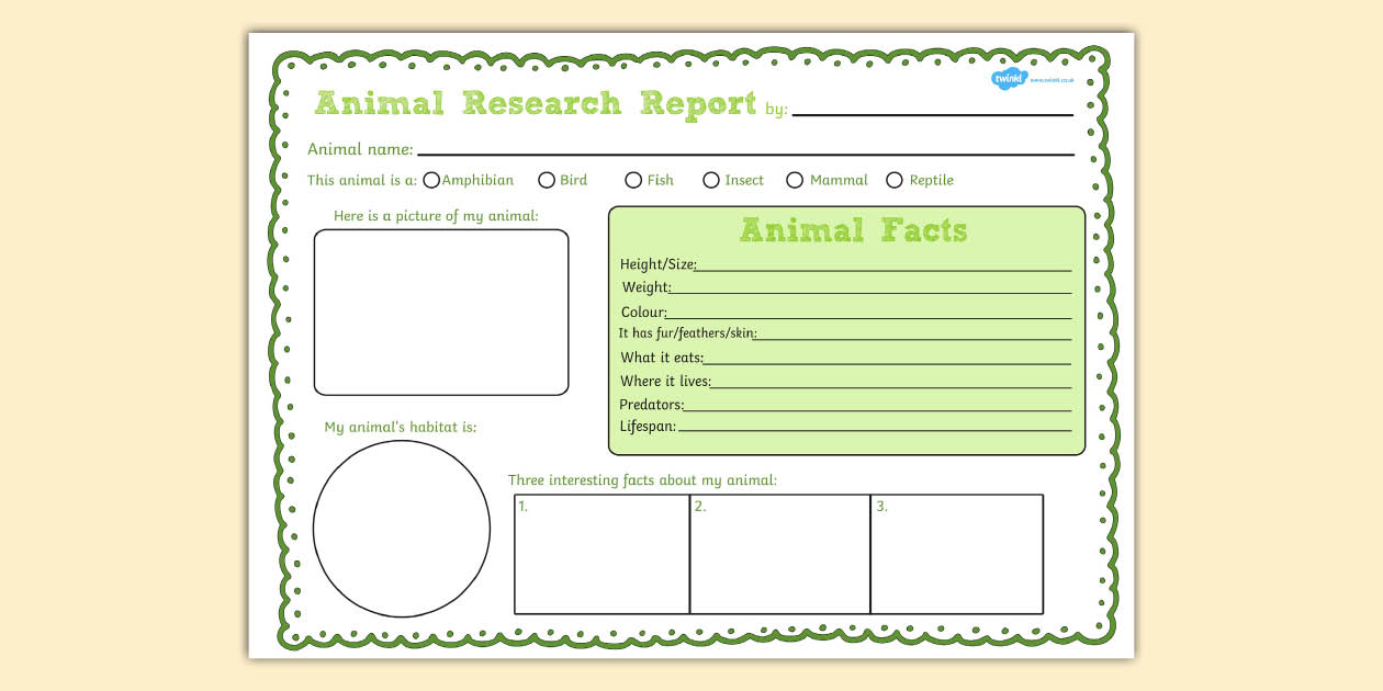 Editable Animal Research Writing Frame (teacher made)