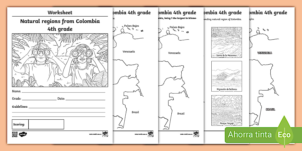 Worksheet: Natural regions from Colombia - Twinkl English