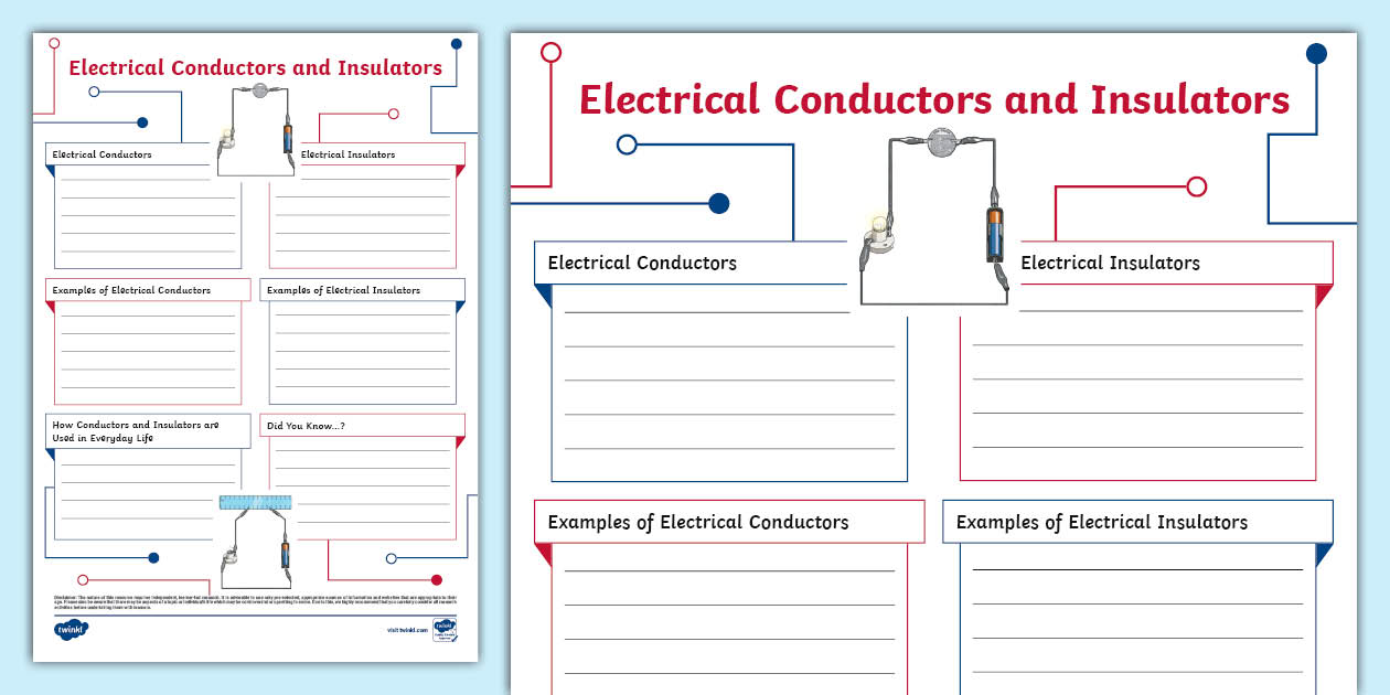 Electrical Conductors and Insulators Fact File Template