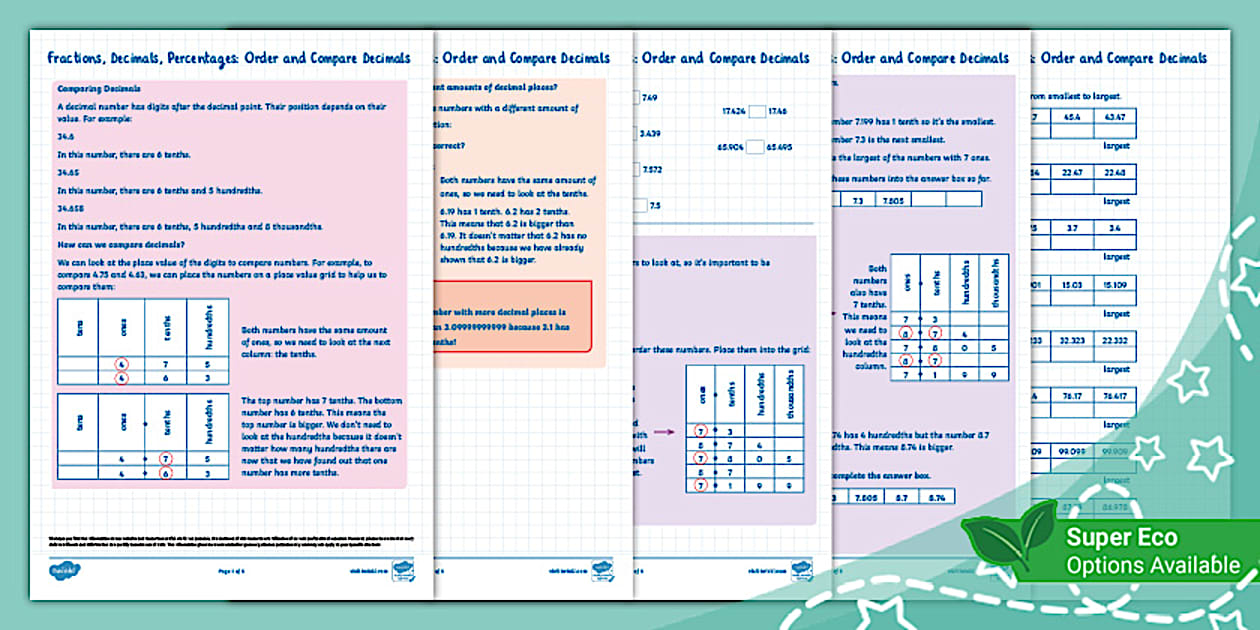 Fractions, Decimals, Percentages: Order and Compare Decimals (ages 9 - 10)