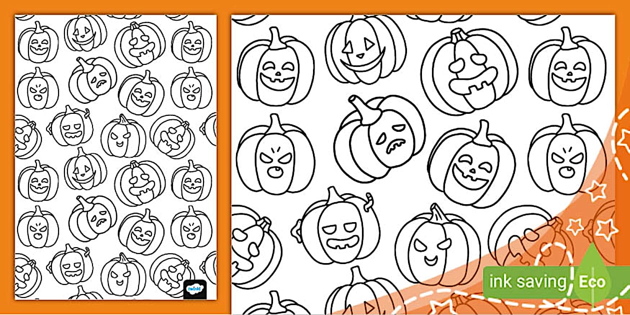 Halloween Pumpkins Doodle Colouring Page (teacher made)