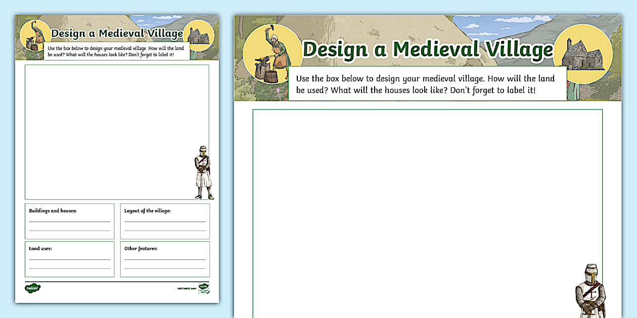 Design a Medieval Village Map Worksheet (teacher made)