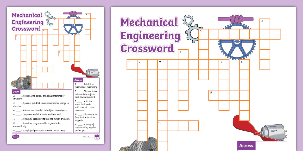 Mechanical Engineering Crossword (teacher made) - Twinkl
