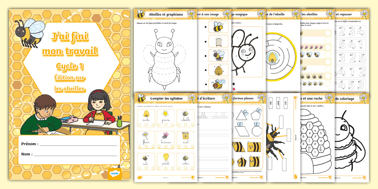 J'ai fini mon travail - cycle 1 - édition sur les abeilles