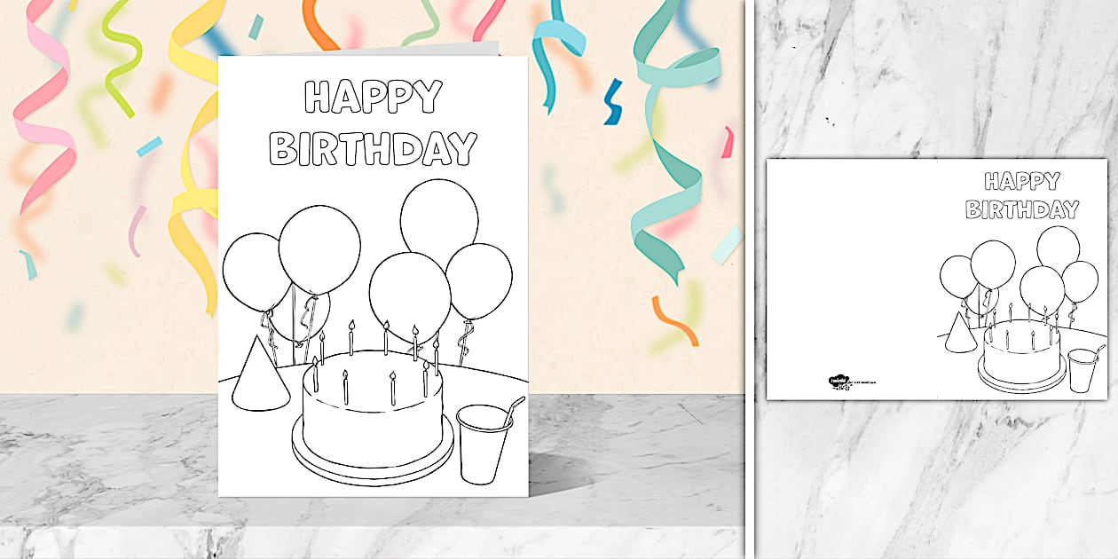Happy Birthday Colouring Card | Twinkl Party (teacher made)