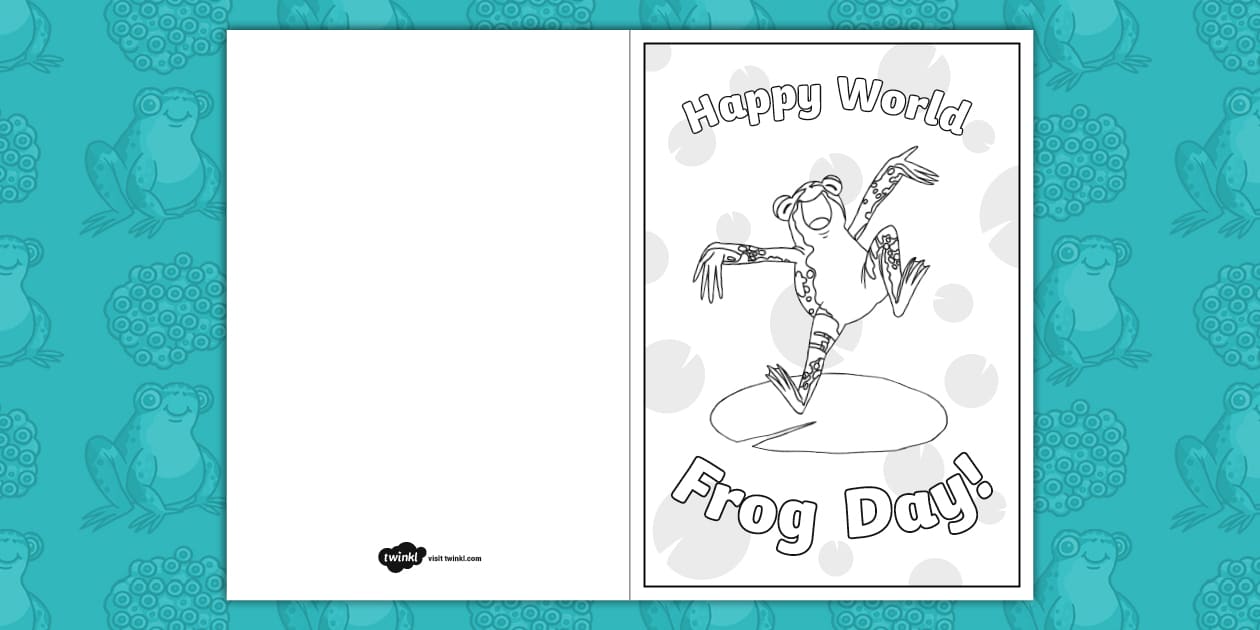 Colouring Frog Greeting Card | World Frog Day | Twinkl EYFS