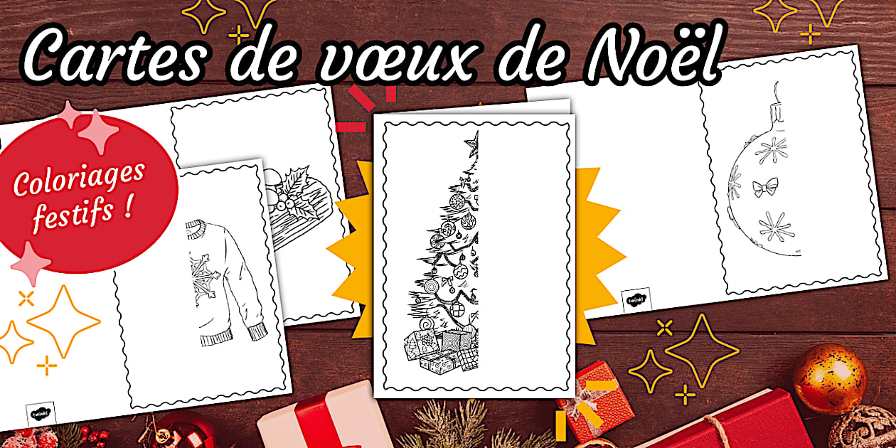 Cartes de vœux de Noël : Coloriages symétriques