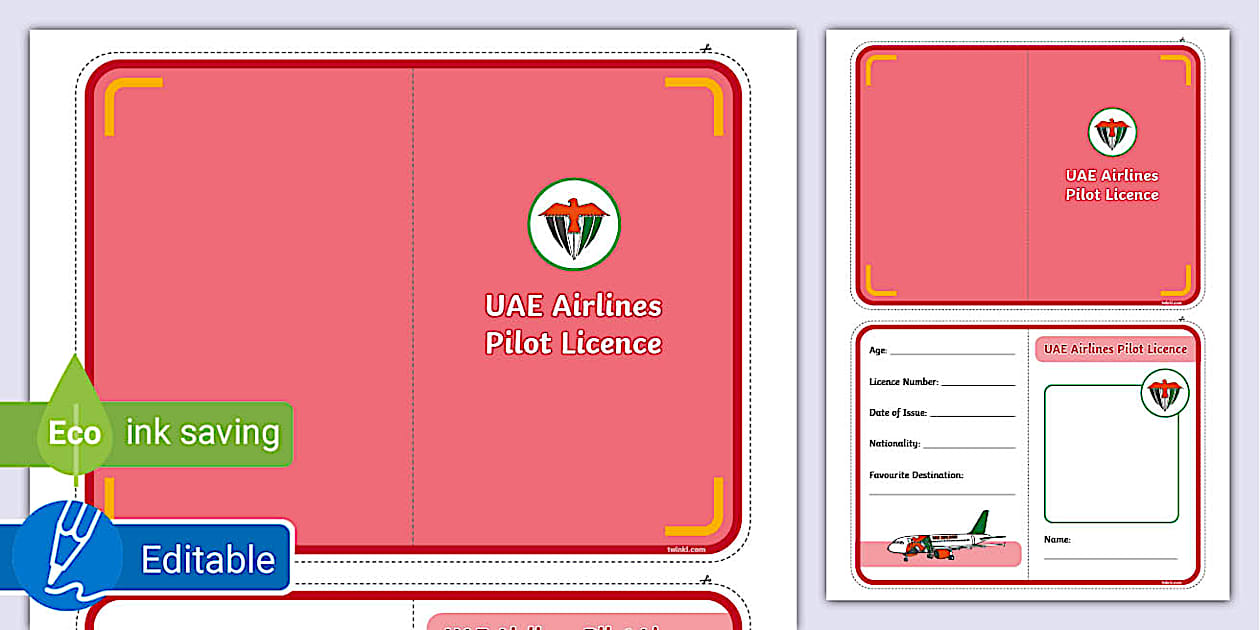 UAE Airlines Role Play Pilot Licence (teacher made) - Twinkl