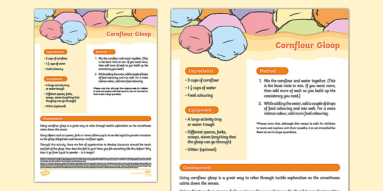 Cornflour Gloop Recipe | Arts and Craft | Twinkl - Twinkl
