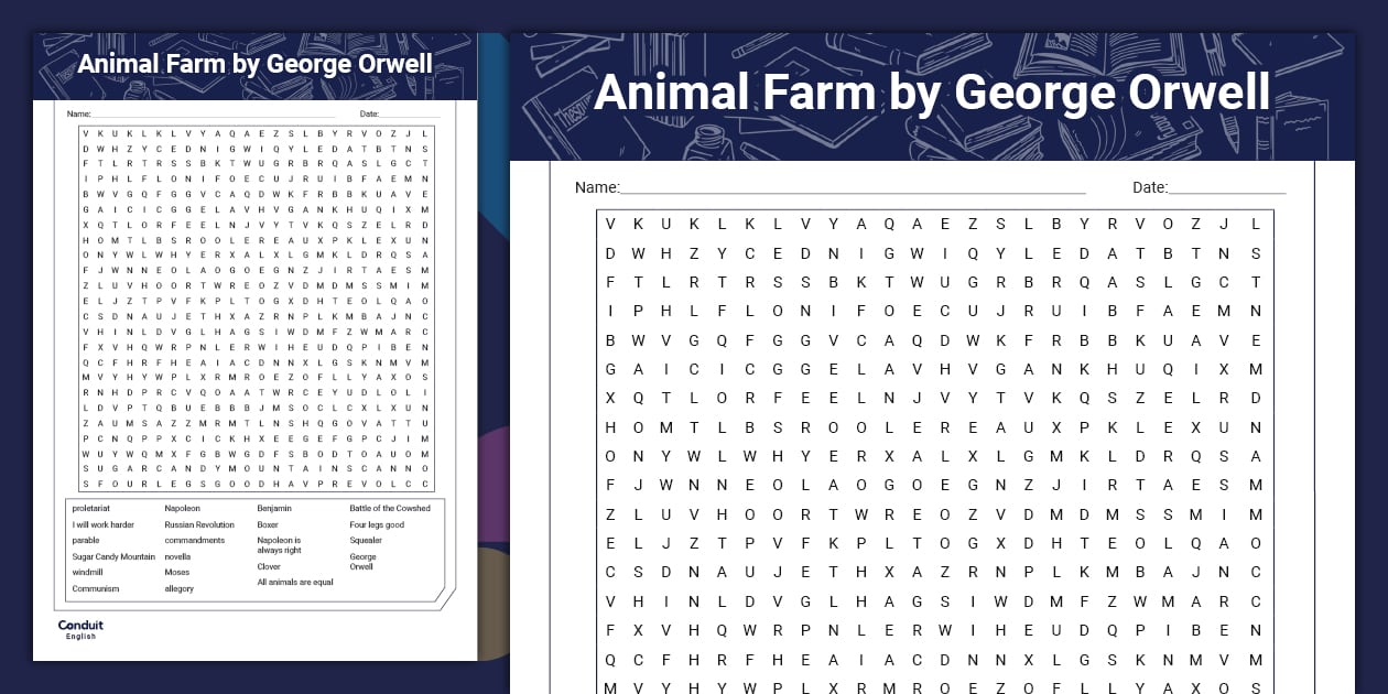 Animal Farm Word Search (teacher made) - Twinkl