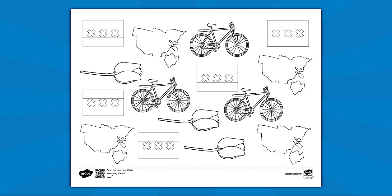 Amsterdam Doodle Colouring Page (teacher made) - Twinkl