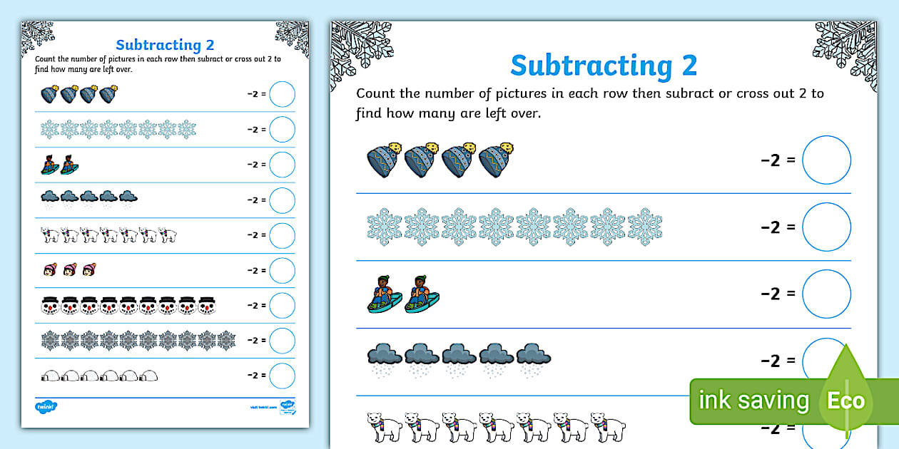 👉 Subtracting 2 Activity Sheet (teacher made) - Twinkl
