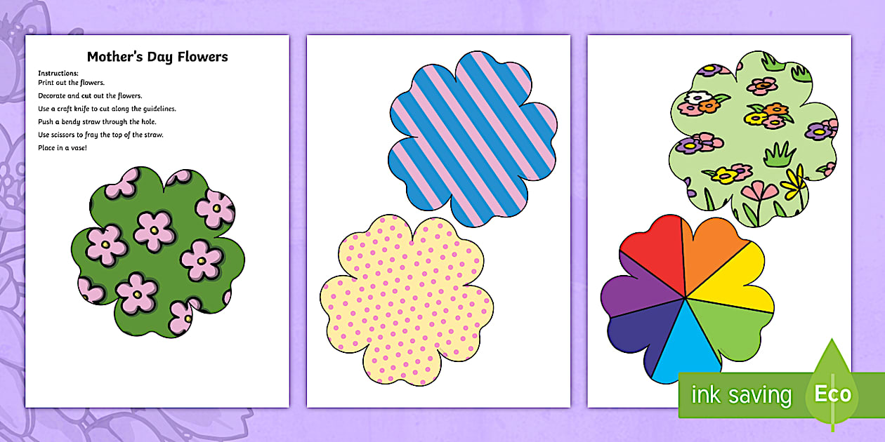 Editable Handmade Mother's Day Paper Flowers - Twinkl