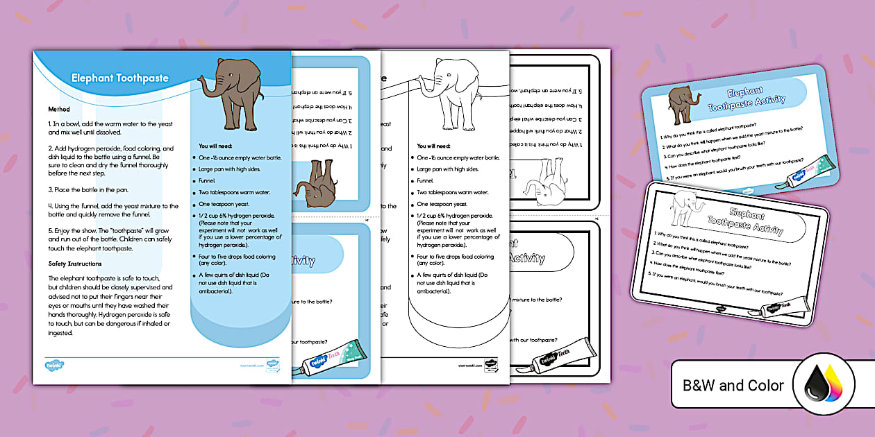 Elephant Toothpaste Experiment for Kids and Prompt Cards