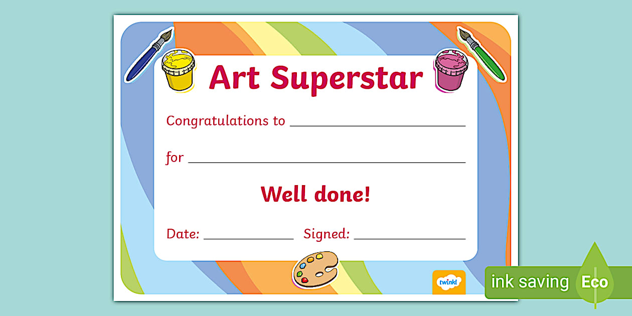 Art Superstar Certificate (teacher made) - Twinkl