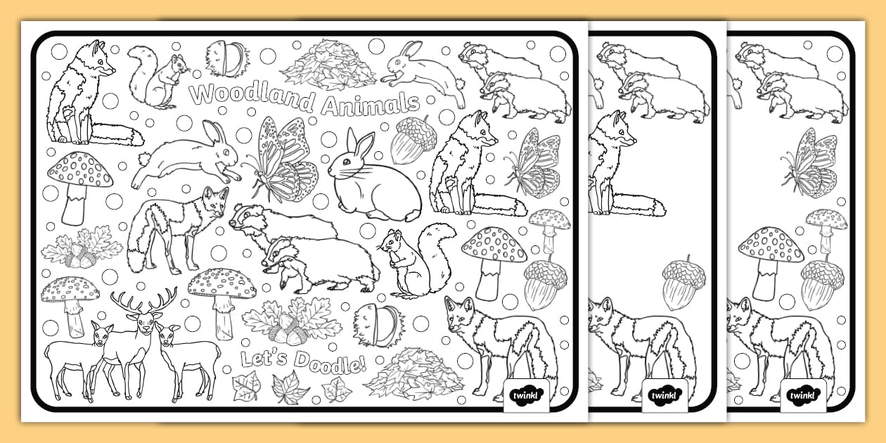 Woodland Animals Doodle Colouring Pages - Twinkl