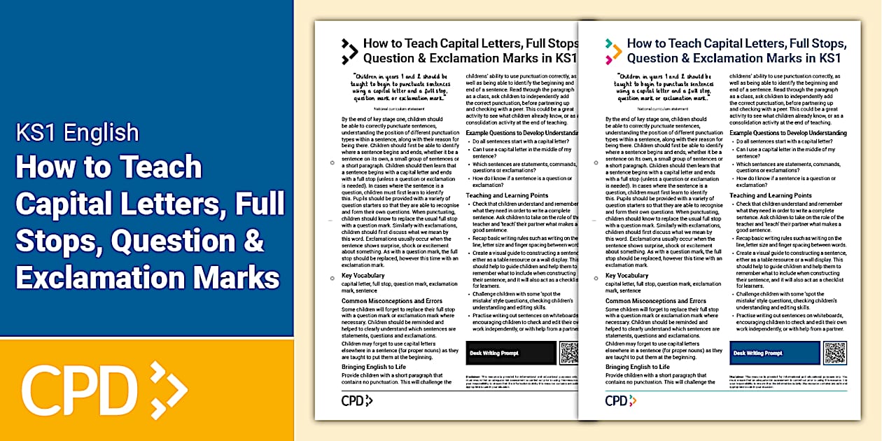 How to Teach Capital Letters, Full Stops, Question and Exclamation Marks in