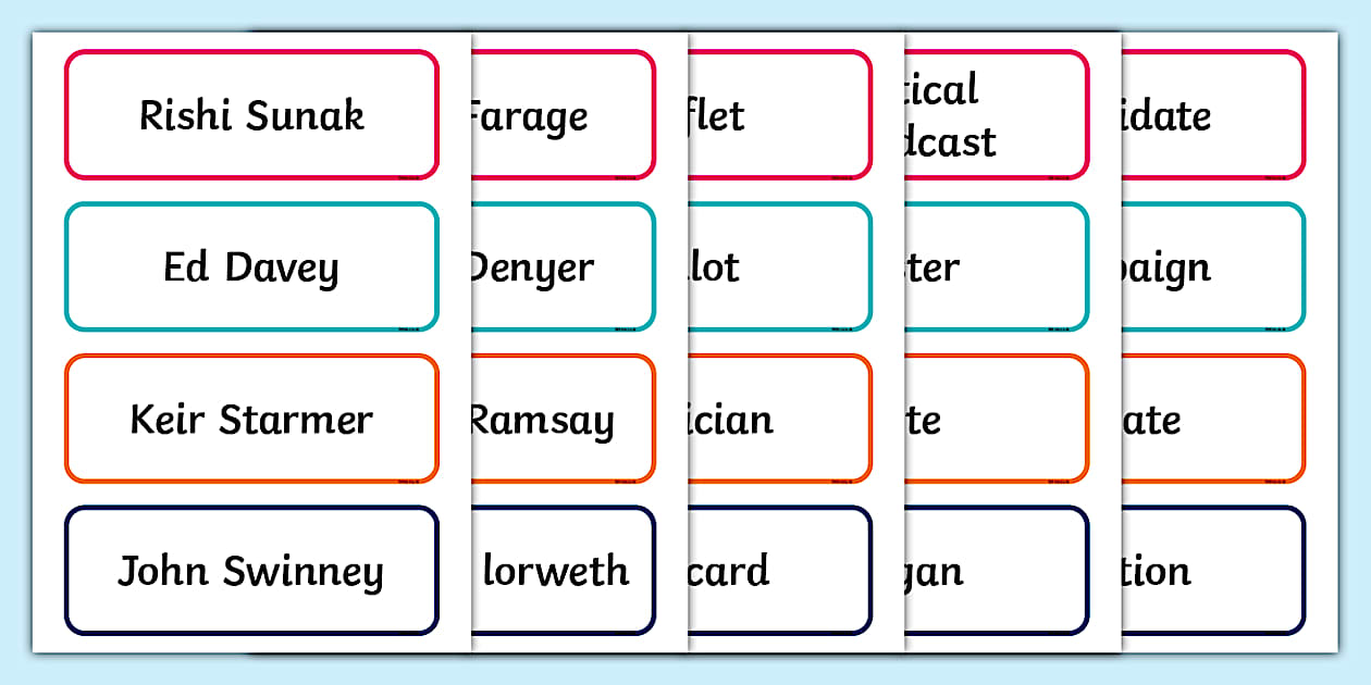 UK Elections 2024 Word Cards - Twinkl - KS2