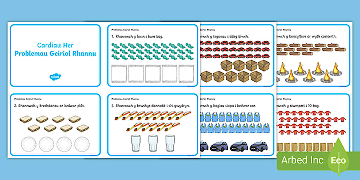 Cardiau Her Rhannu Blwyddyn 1 a 2 (teacher made) - Twinkl
