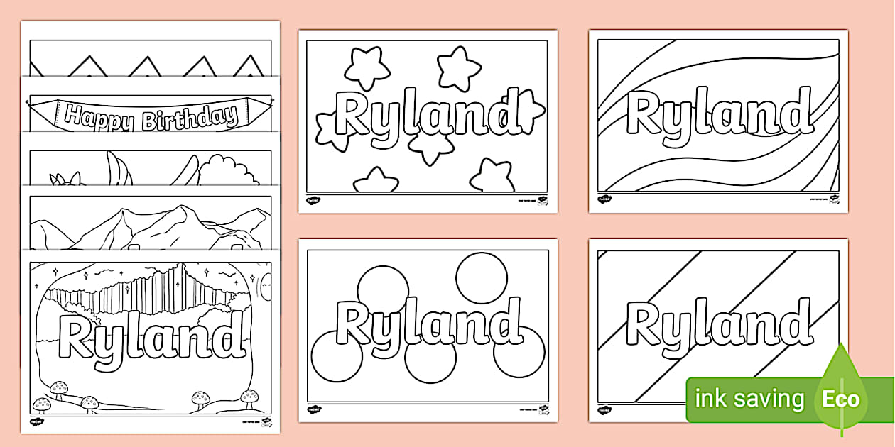 Ryland Name Simple Colouring Activity Sheets - Twinkl