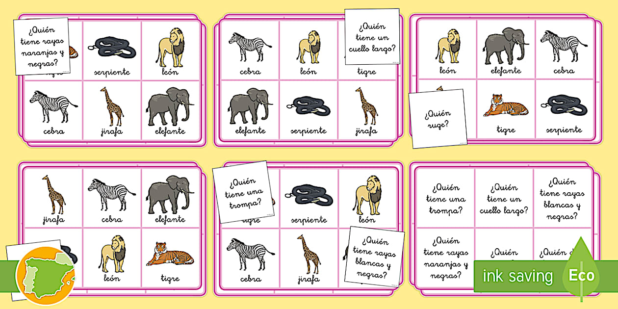 Para imprimir: Bingo de animales - Twinkl - España