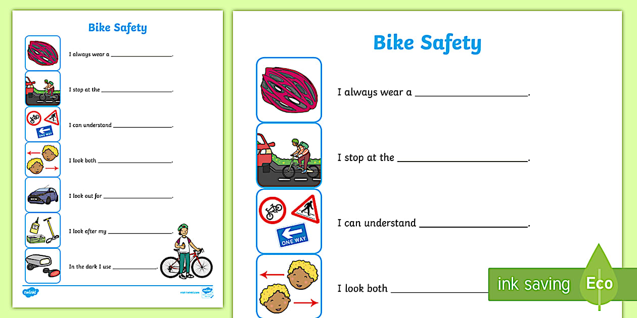 Editable Cycling Safety Worksheet (teacher made) - Twinkl