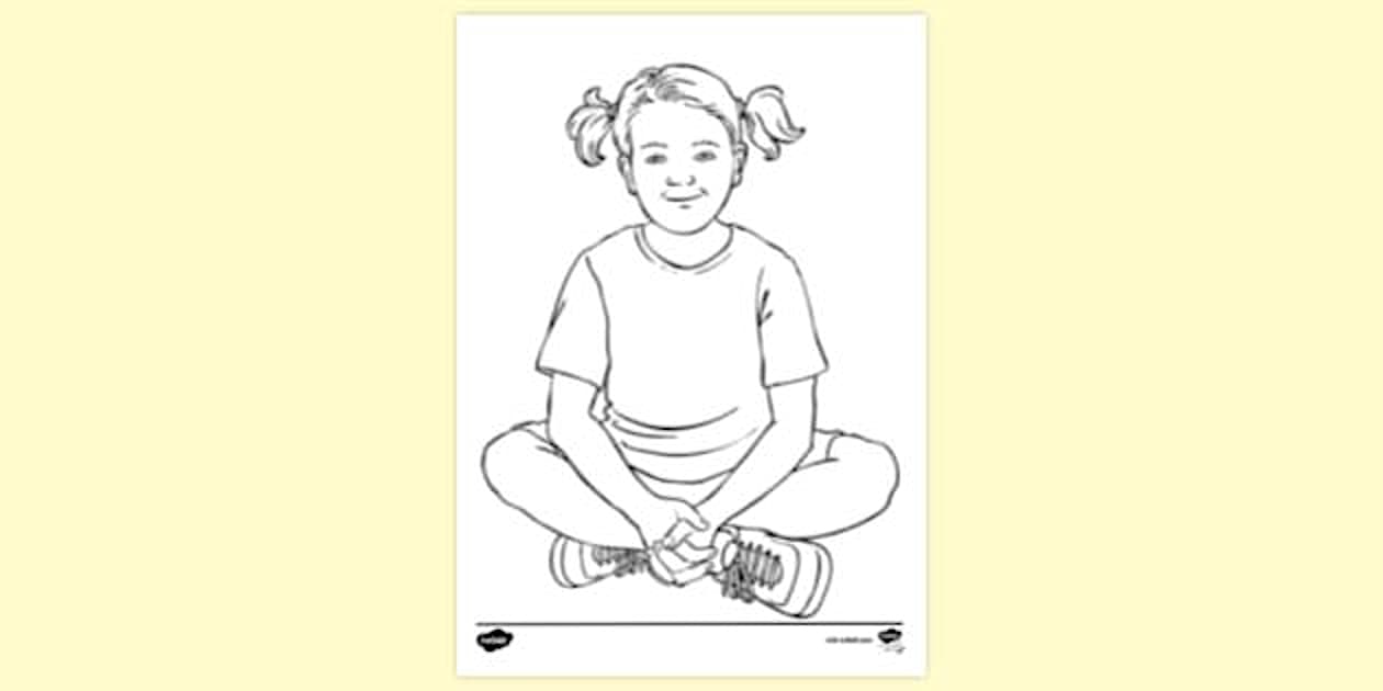 Realistic Girl Colouring Page - Printable - Twinkl