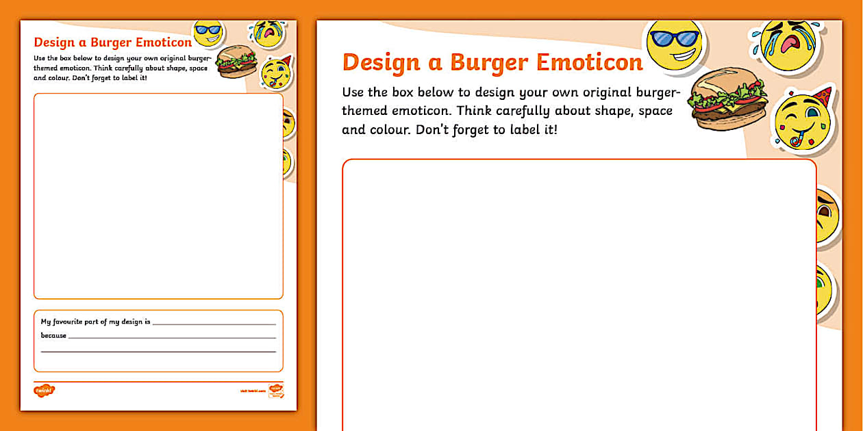 Design Your Own Burger Emoticon Activity Sheet - Twinkl