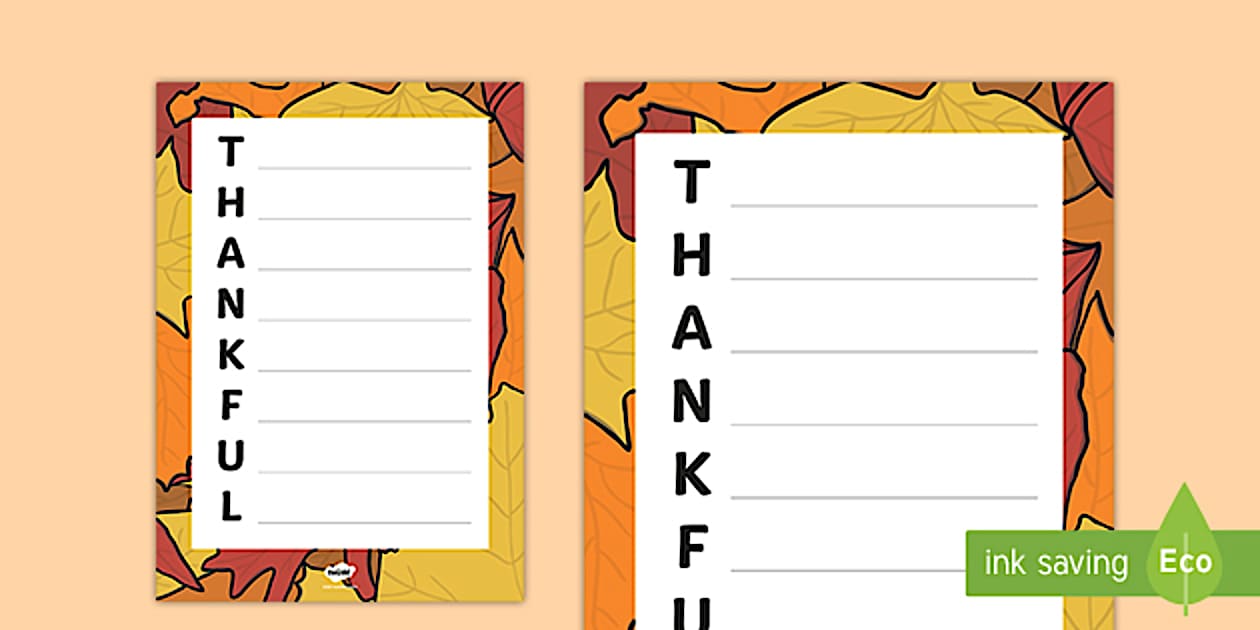 Be Thankful Poem Template | Acrostic Poems for kids - Twinkl