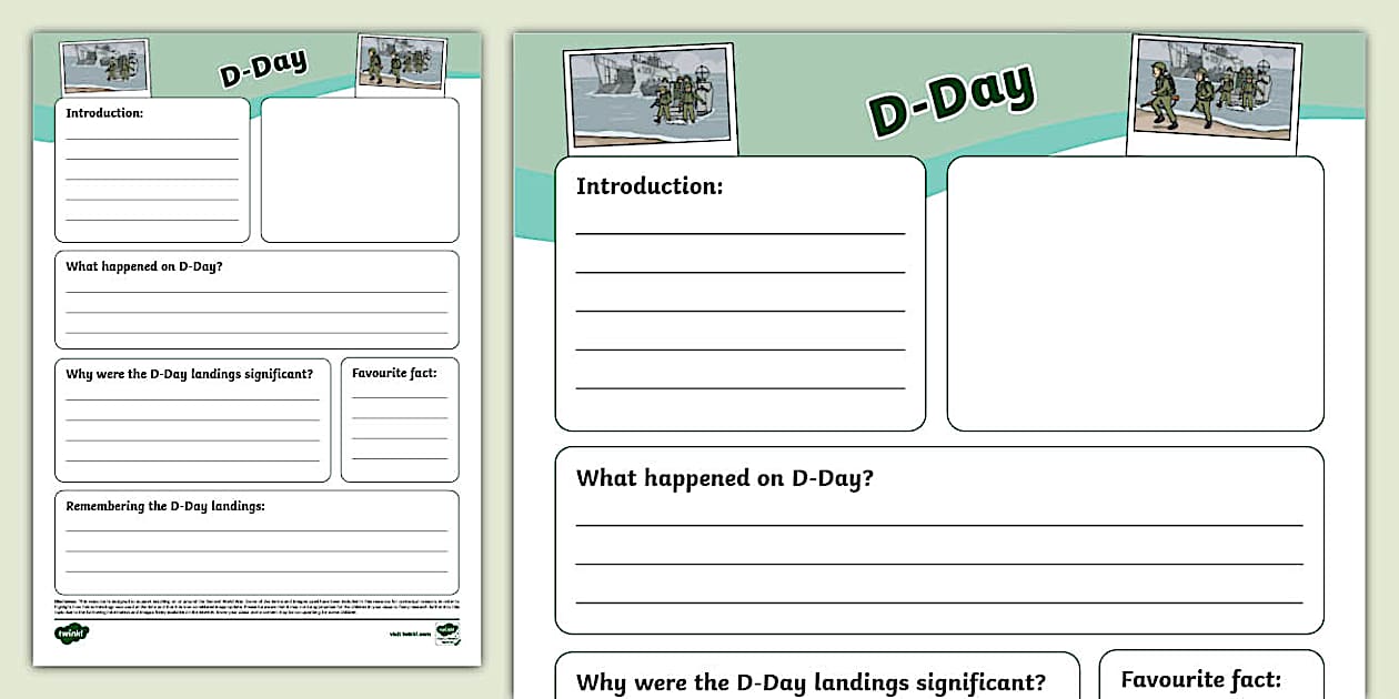KS1 D-Day Non-Chronological Report Template