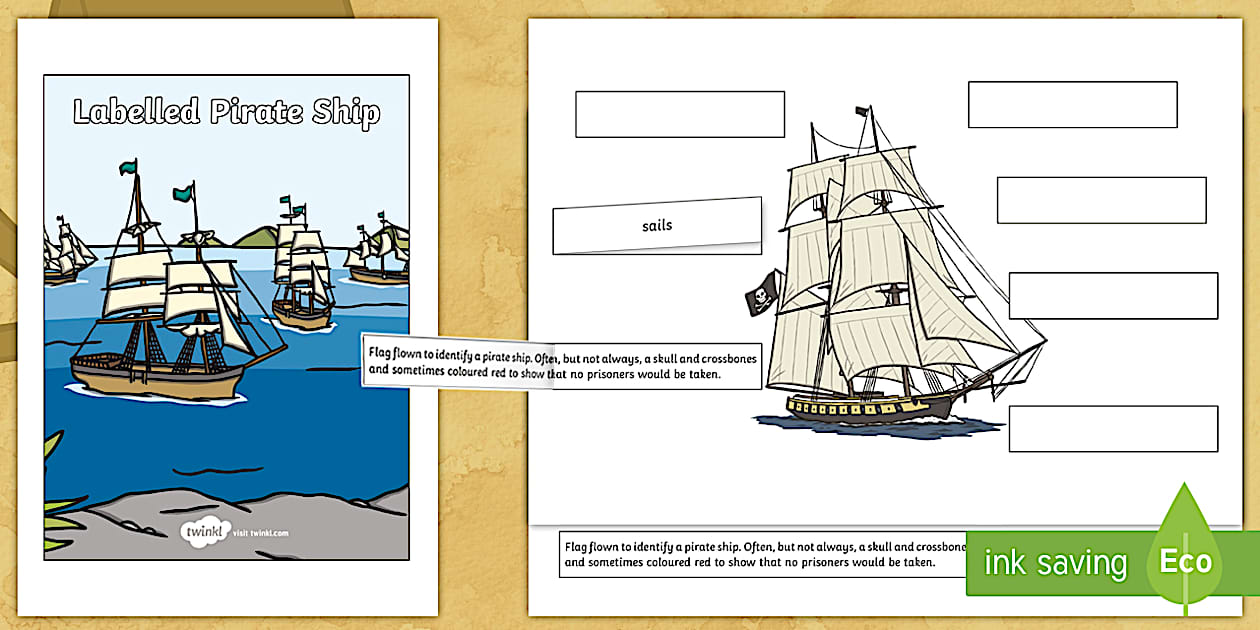 Label a Pirate Ship Worksheet / Worksheet (teacher made)