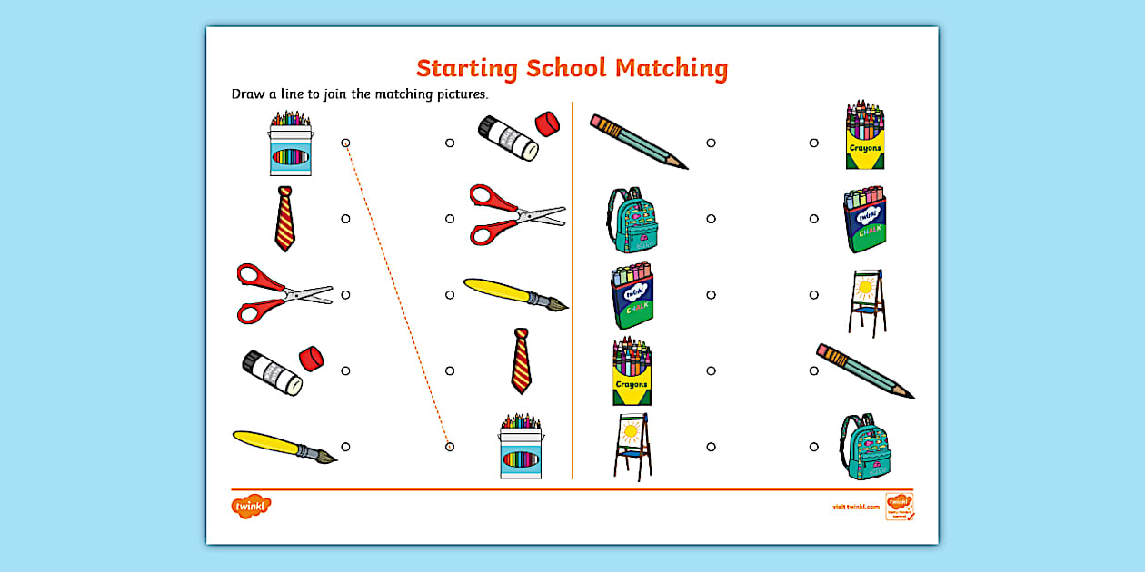 Starting School Matching Activity (teacher made) - Twinkl