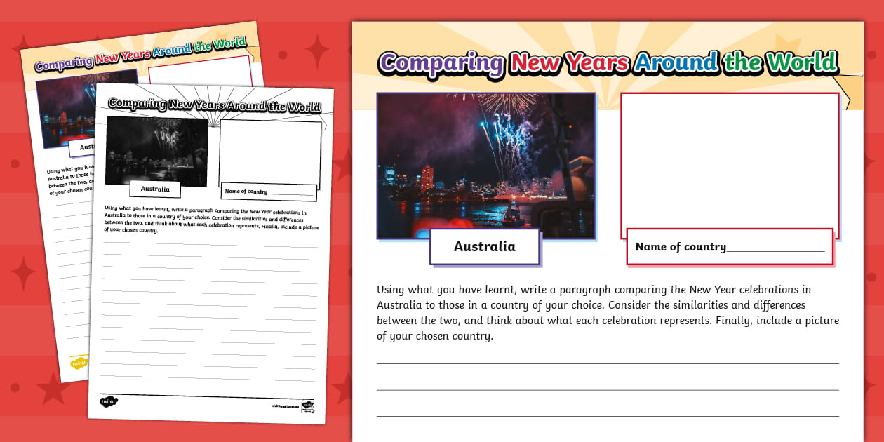Comparing New Years Around the World worksheet - Twinkl
