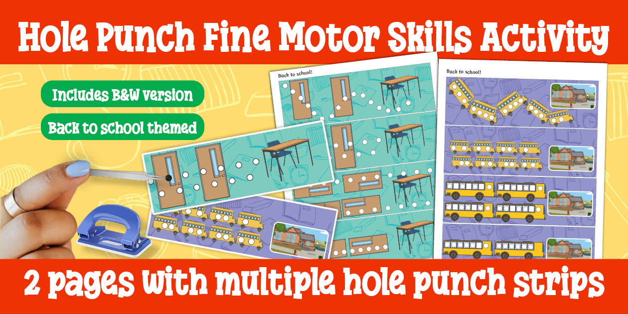 Classroom-Themed Hole Punch Fine Motor Skills Activity