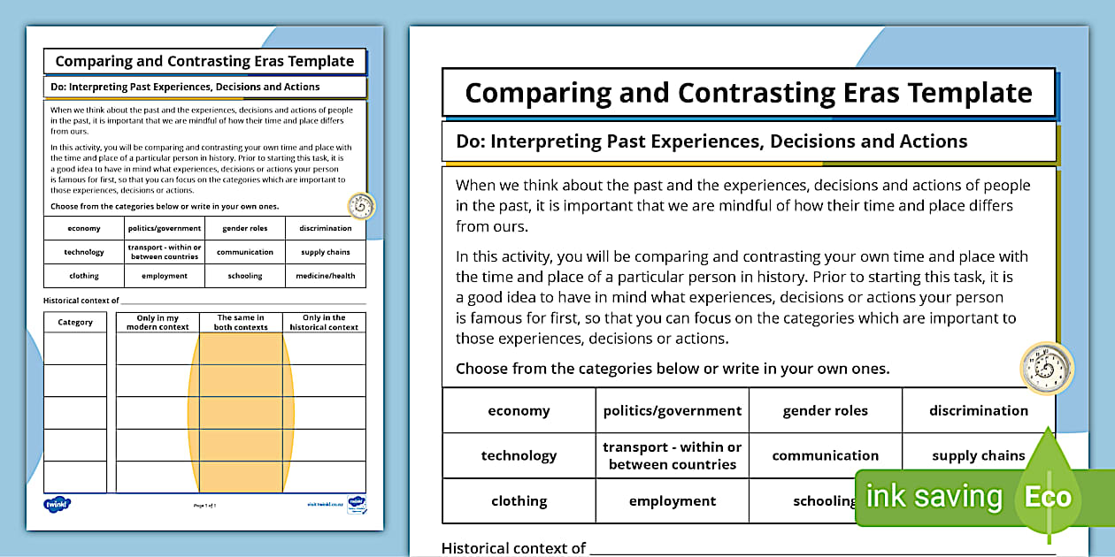 ANZHC Do 7-8: Comparing and Contrasting Eras Template