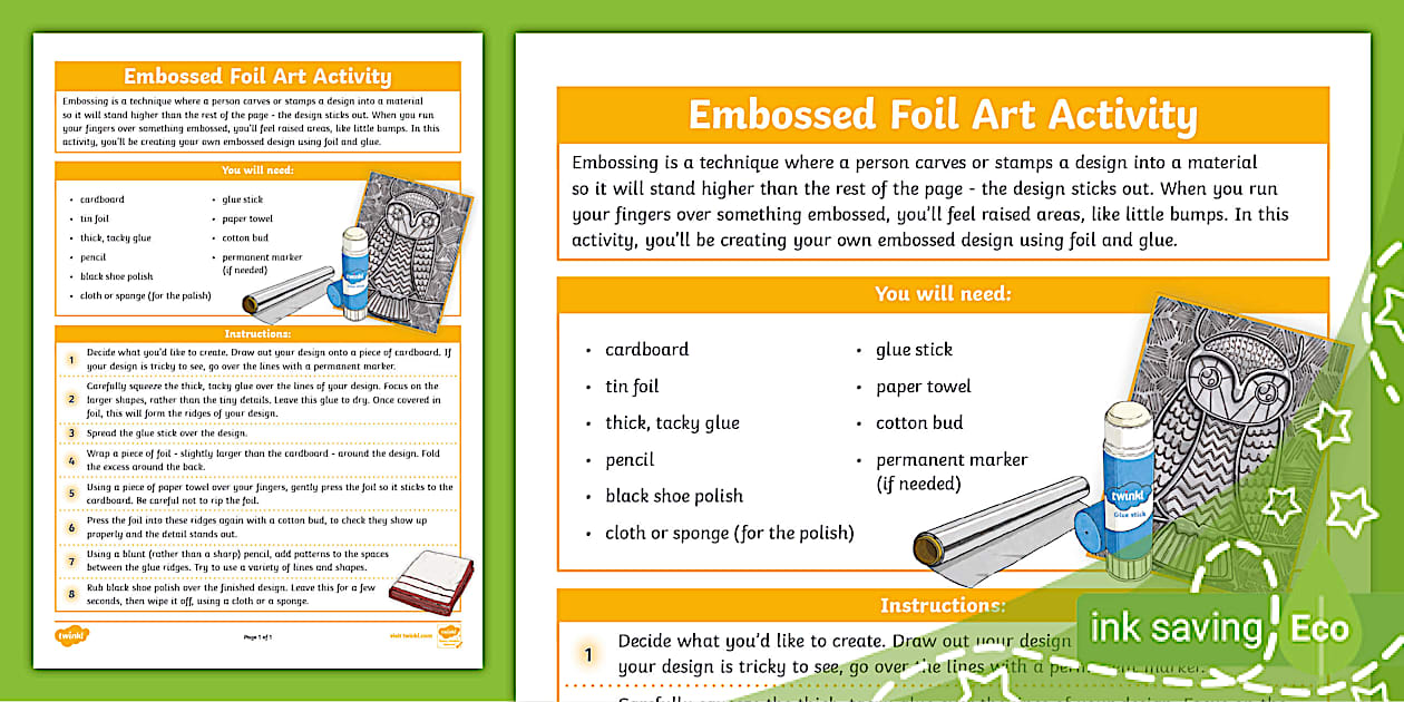 Embossed Foil Art Activity (teacher made) - Twinkl