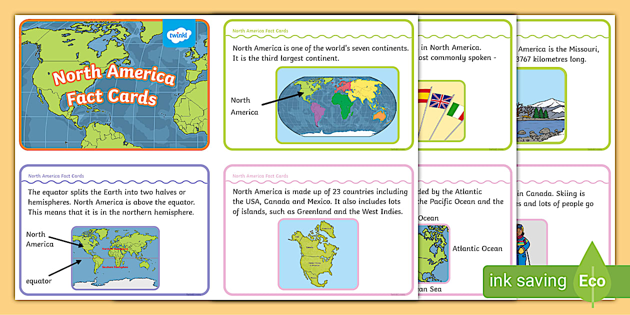 Printable North America Fact Cards | Geography Resources