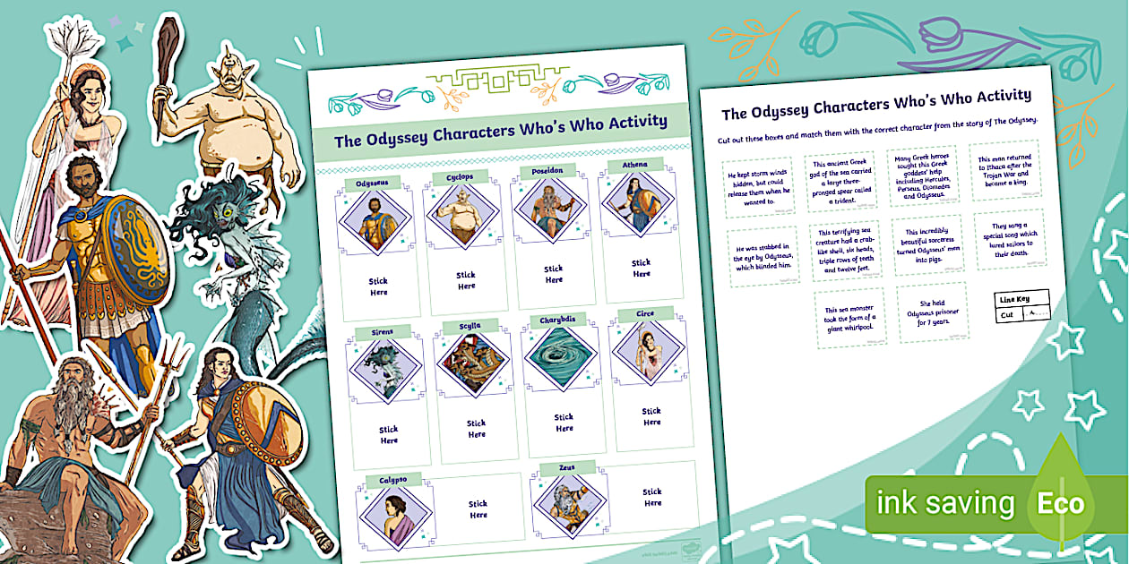 The Odyssey Characters Activity: Who's Who (teacher made)