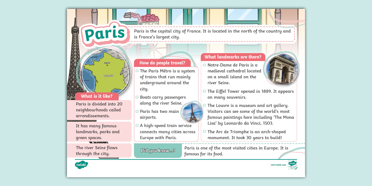 KS1 Paris Fact File - KS1 (Teacher-Made) - Twinkl