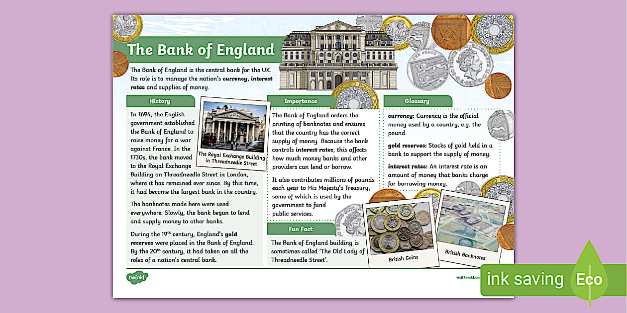 The Bank of England Fact File - KS2 - History of Britain