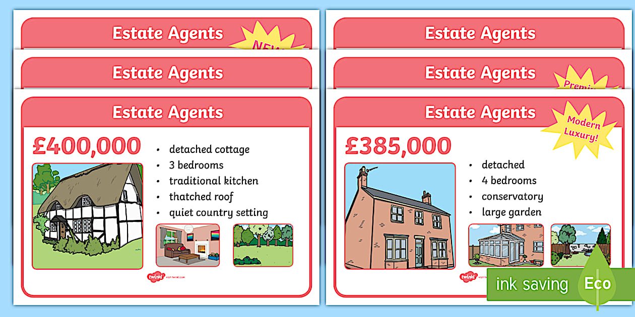 Editable Estate Agents Display Posters (teacher made)