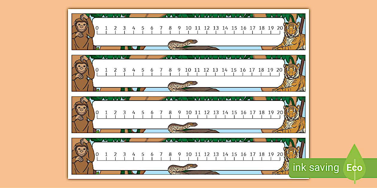 👉 Jungle-Themed Number Line to 20 - Maths - Support Materials
