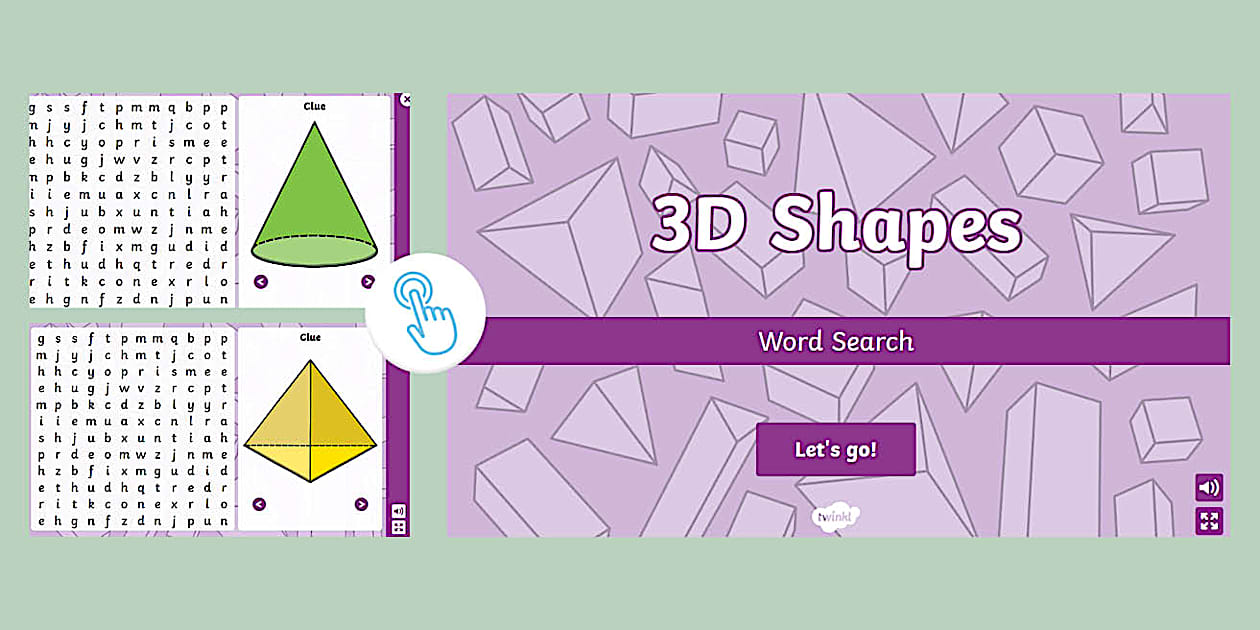 👉 3D Shapes Find the Answer Interactive Word Search