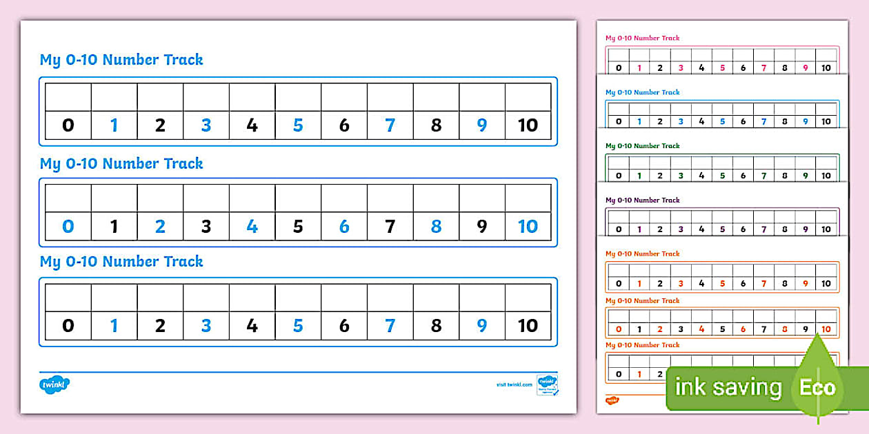 Colourful Number Tracks 0-10 (teacher made) - Twinkl